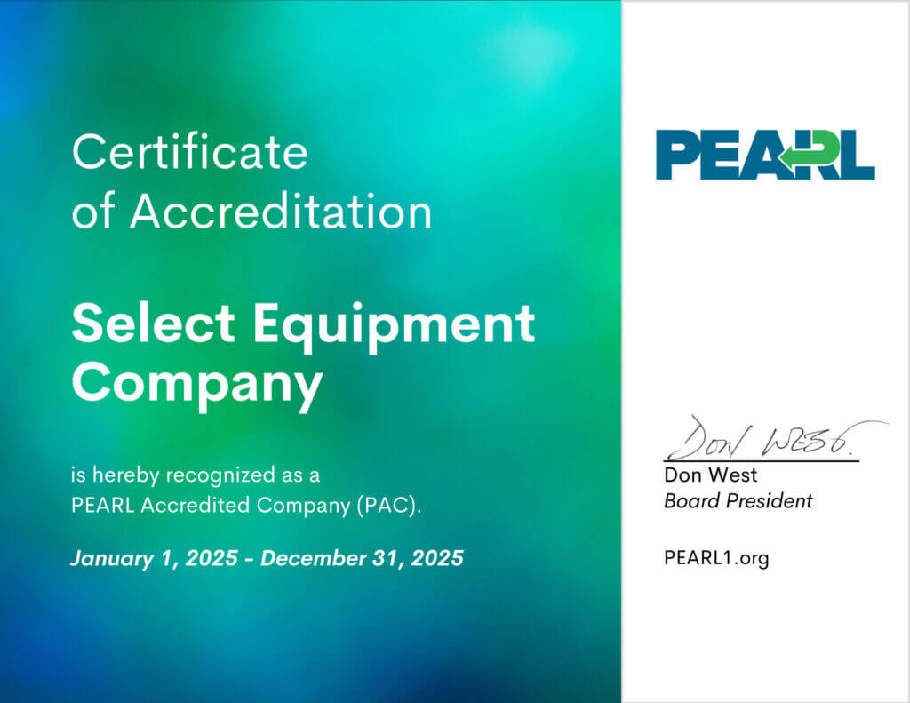 Select Equipment Company Certificate of Accreditation - Professional ...